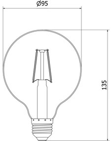 Mexen Vintis, LED žárovka E27, G95, 2W, Teplá - 2200K, 180 lm, jantarová - L157-E27-0222-50