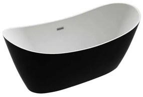 BPS-koupelny Volně stojící akrylátová vana HYD-RIC513A 150x75 bílá/černá, odtokový komplet chrom