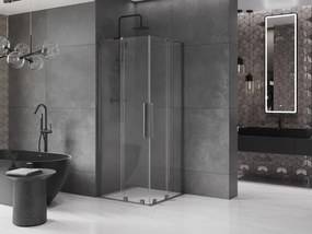 Mexen Velar L Duo, sprchový kout s posuvnými dveřmi 80 x 80 cm, 8mm čiré sklo, grafit broušený, 871-080-080-02-03-66