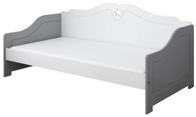 BabyBeds Dětská postel FRANIO hvězdičky Velikost postele: 180x80 cm, Barevné provedení: bílá a šedá, Úložný prostor: Ano, s úložným prostorem Bílá