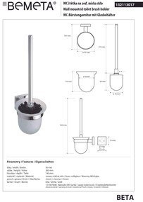 Bemeta Design BETA: WC štětka, na pověšení, sklo -