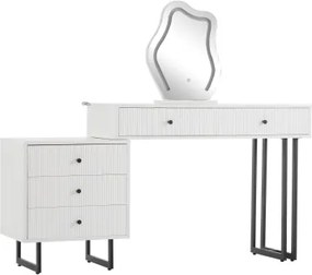 Aosom Toaletní stolek s stmívatelným LED osvětlením, nastavitelným zrcadlem a vysouvací deskou stolu, 100x40x76 cm, bílý