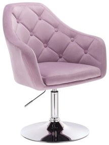 LuxuryForm DESIGN Otočné křeslo ANDORA VELUR na stříbrném talíři - levandule