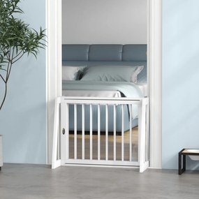 PawHut Zábrana pro psy 3-panelová s možností roztažení 71-190cm - dřevěný pet fence - rozměry 71-190L x 38,5W x 56H cm bílá