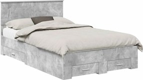 Rám postele s čelo Betonově šedá 135 x 190 cm Kompozitní dřevo 3408275