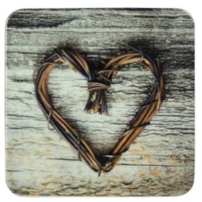 6ks pevné korkové podtácky srdce z větviček Heart Twig - 10*10*0,4cm