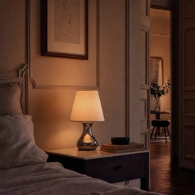 Krémová/ve stříbrné barvě kovová stolní lampa s textilním stínidlem (výška 36 cm) Nell – Premier Housewares