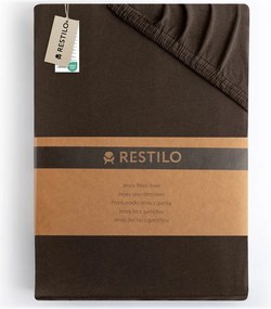 Tmavě hnědé napínací prostěradlo jersey 160x200 cm Amber – Restilo