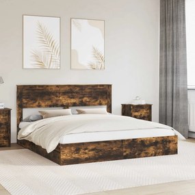 Postel s úložným prostorem se zásuvkou Kouřový dub 180 x 200 cm 3409896