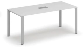 Stůl INFINITY 1800 x 900 x 750, bílá + stolní zásuvka TYP III, stříbrná