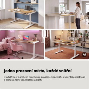 Elektrický psací stůl sit-stand se zásuvkou a bezdrátovou nabíječkou Qi bílý/zlatý dub, 1200 mm: ELLIS