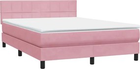 Box spring postel s matrací a LED růžová 160x210 cm samet 3316892