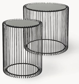 Sada kovových odkládacích stolků se skleněnou deskou Wire, 2 díly