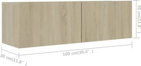 vidaXL 4dílný set TV skříněk dřevotříska [3078676] Barva: dub sonoma