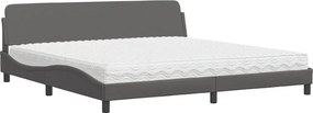 Postel s matrací Dover šedá 200 x 200 cm umělá kůže 3208480