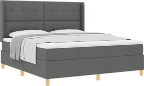 Postel s boxspringem s čelo Tmavě šedá 180 x 200 cm textil 3341848