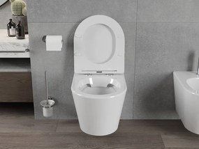 Mexen Rico závěsné wc Rimless s toaletním Slim sedátkem z duroplastu, bílá - 30720300