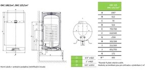 Dražice OKC125/1M Kombinovaný zásobníkový ohřívač vody, 1103209101