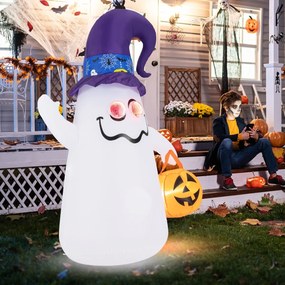Costway 180 CM LED nafukovací halloweenský duch s dýní Venkovní hrozná dekorace