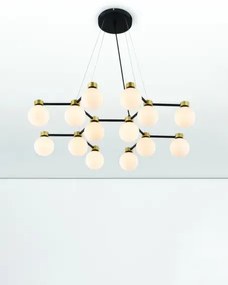 Satina zlato-černo-bílý moderní lustr Ovalino 143