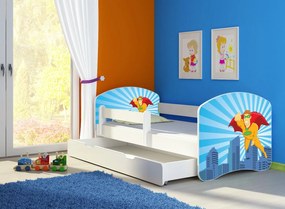 Dětská postel - Superhrdina 2 180x80 cm + šuplík bílá