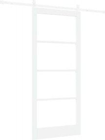 Posuvné dveře 93 x 211 cm Masivní borové dřevo a sklo Bílá 3332430
