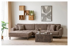 House Nordic Hnědá rohová pohovka LIDO s lenoškou vlevo 290 cm