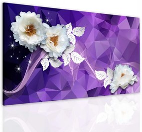 Malvis ® Abstraktní obraz Bílé květy Velikost: 75x45 cm