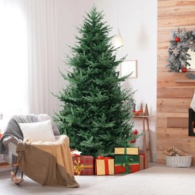 Costway 240 cm umělý vánoční stromek s 450 teplými bílými LED světly Vánoční