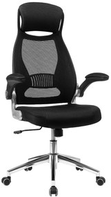Obrotowy fotel biurowy z zagłówkiem Czarno-szary VITTES