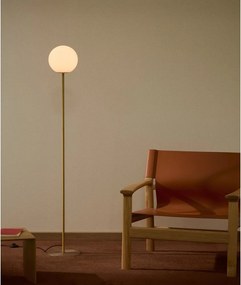 Bílá/ve zlaté barvě stojací lampa se skleněným stínidlem (výška 155 cm) Brisia – Kave Home