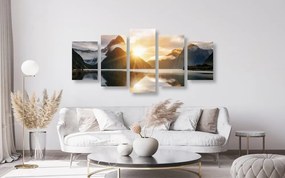 5-dílný obraz krásný východ slunce na Novém Zélandu