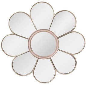 Růžovo-zlaté nástěnné zrcadlo ve tvaru květiny Flower Pink – 29x2 cm