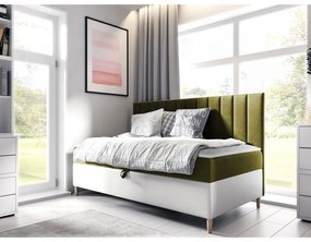 Kontinentální postel Junior Kamire 2, Rozměr postele: 100x200, Barva:: ekokůže Soft 017 (bílá) + Fresh 12