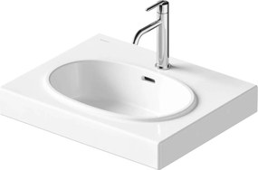 Duravit Balcoon - Umyvadlo 60x48 cm, s přepadem, otvor pro baterii, s výpustí, DuraShield, matná bílá 241260AC00