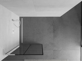 Mexen Kioto L, sprchová zástěna Walk-In 80 x 200 cm, 8mm čiré sklo černý vzor, ​​bílý profil, 800-080-103-20-77