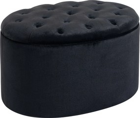 HOMCOM úložná pohovka s sametovým potahem, oválný tvar, úložná truhla pro obývací pokoj, ložnici, předsíň 71 x 52 x 42 cm, černá | Aosom