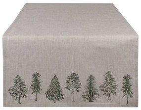 Přírodní bavlněný běhoun se vzorem jehličnatých stromů Natural Pine Trees – 50x140 cm