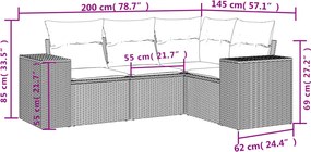 4dílná zahradní sedací souprava s poduškami černá polyratan 3254842