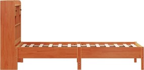 Postel s knihovnou bez matrace hnědá 100x200 cm masiv borovice 3322917