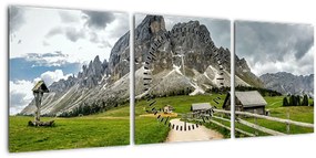 Obraz - V rakouských horách (s hodinami) (90x30 cm)