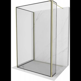 Mexen Kioto sprchová stěna Walk-in 130 x 80 x 30 cm, černý vzor, zlatý - 800-130-080-221-50-70-030