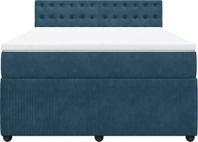 Box spring postel s matrací modrá 160 x 200 cm samet 3287798