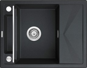 Deante Magnetic, granitový dřez na desku 640x500x219 mm Z/KO, 3,5" + prostorově úsporný sifon, 1-komorový, grafitová metalíza, ZRM_G11A