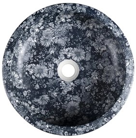 Sapho Sapho, PRIORI keramické umyvadlo na desku Ø 41 cm, modrá se vzorem, PI038