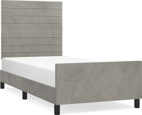 Rám postele bez matrace světle šedý 90 x 200 cm samet 3125794