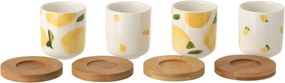 Sada 4 keramických kalíšků s podtácky Casa Limone - Ø 6*6,5 cm / 100 ml