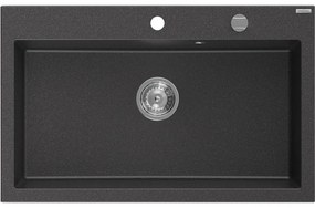 Mexen Elix granitový dřez 1-komorový 800 x 500 mm, černý s tečkami, sifon chrom - 6527801005-76