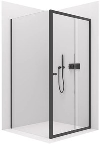 Cerano Varone, sprchový kout s posuvnými dveřmi 120(dveře) x 100 (stěna) x 195 cm, 6mm čiré sklo, černý profil, CER-CER-DY505B-120100