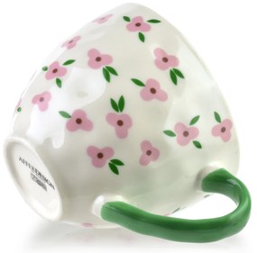 Porcelánový hrnek FLORELLA 400 ml růžovo-bílý